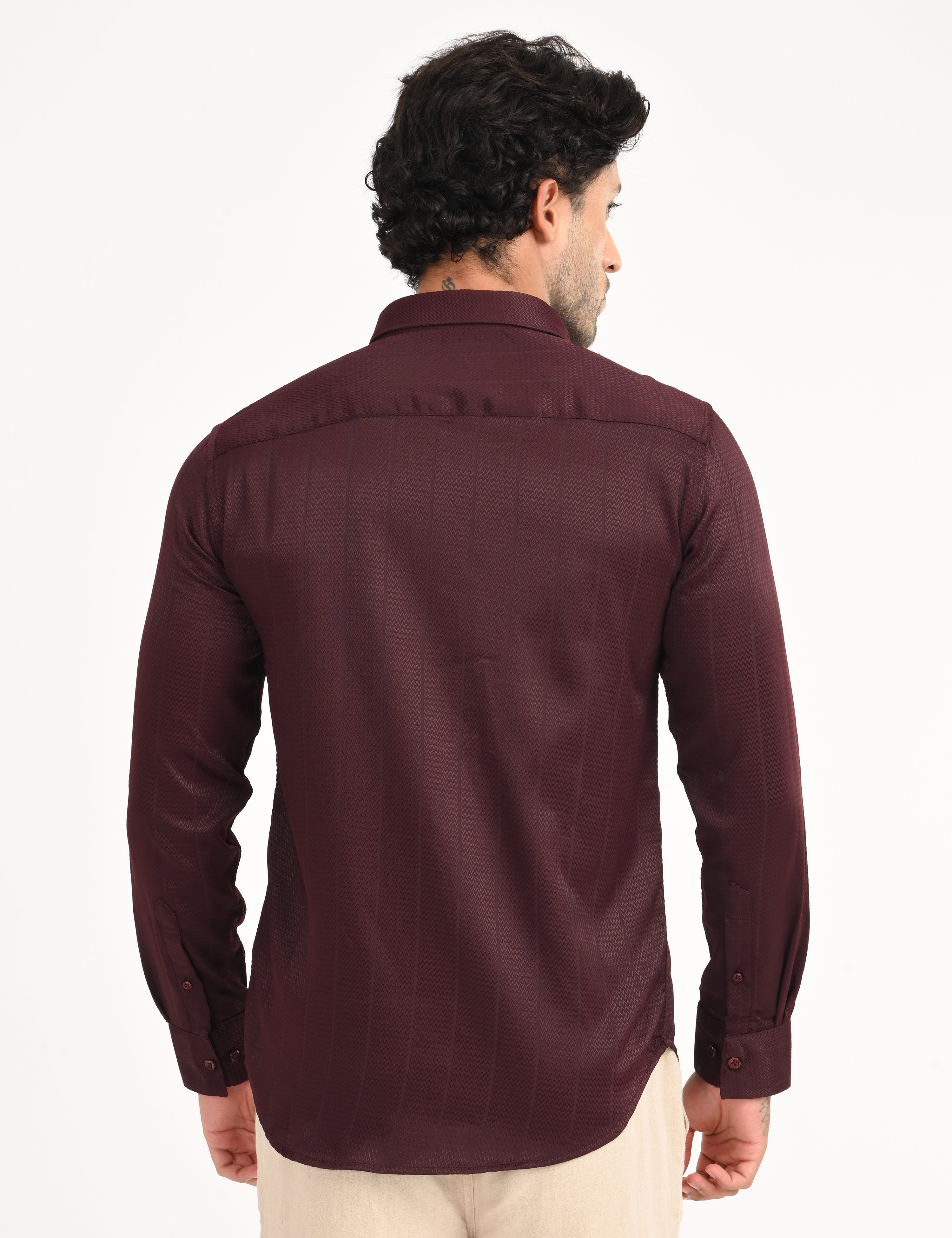 Slim Fit Full Sleeve Wine Red Shirt – Address Apparels