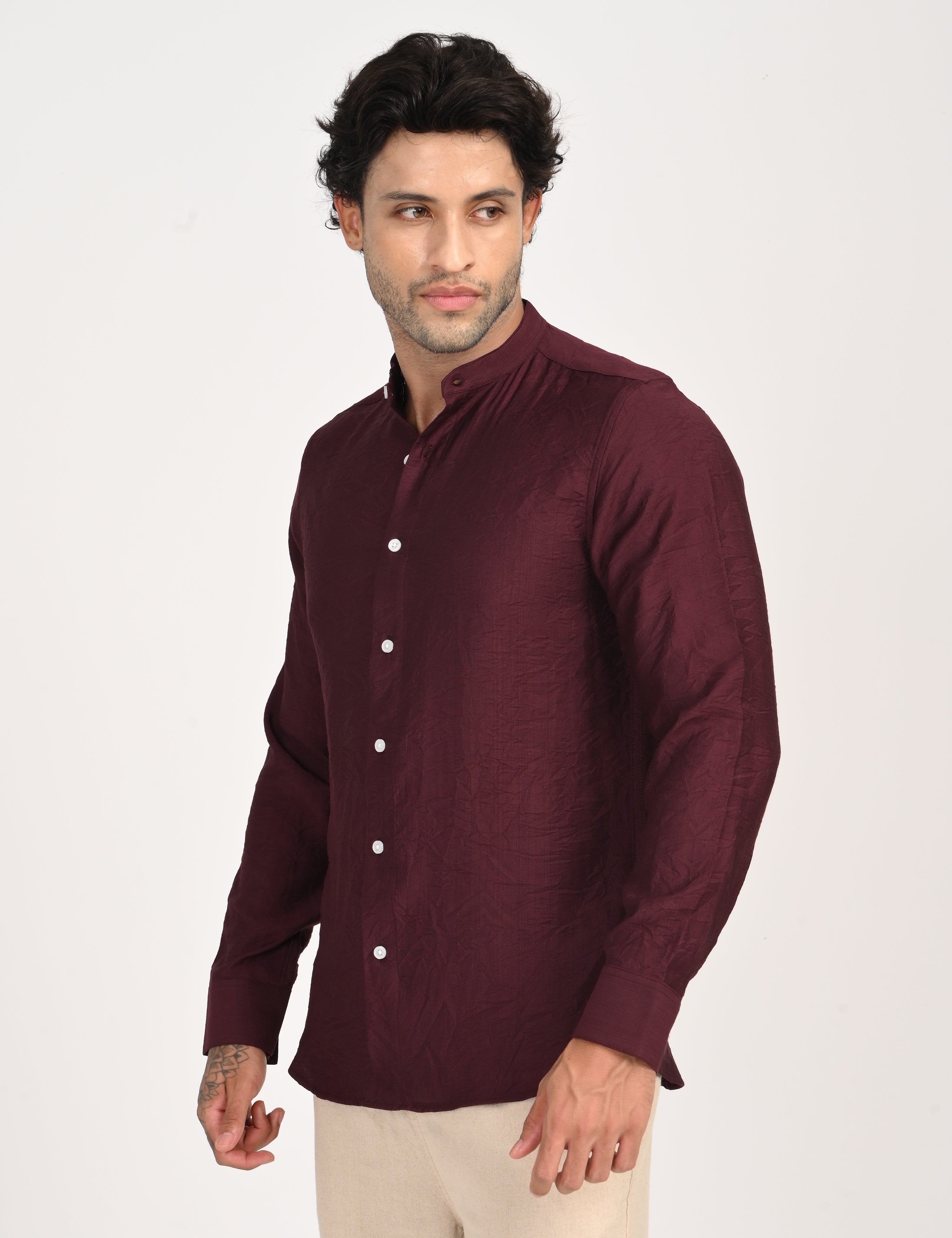 Tapered Fit Full Sleeve Syrup-Brown Shirt – Address Apparels
