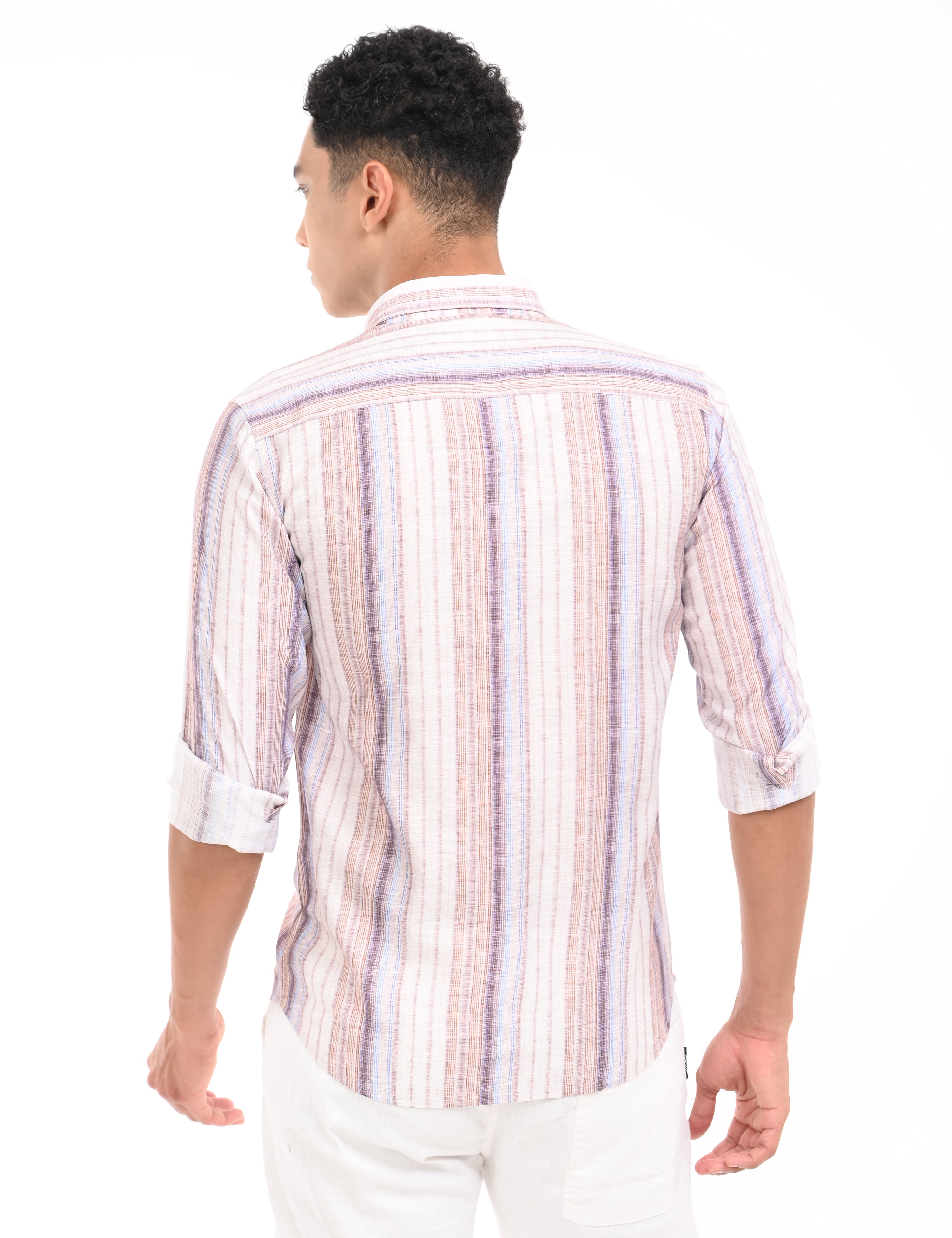 Full Sleeve Slim Fit Striped Purple Shirt – Address Apparels