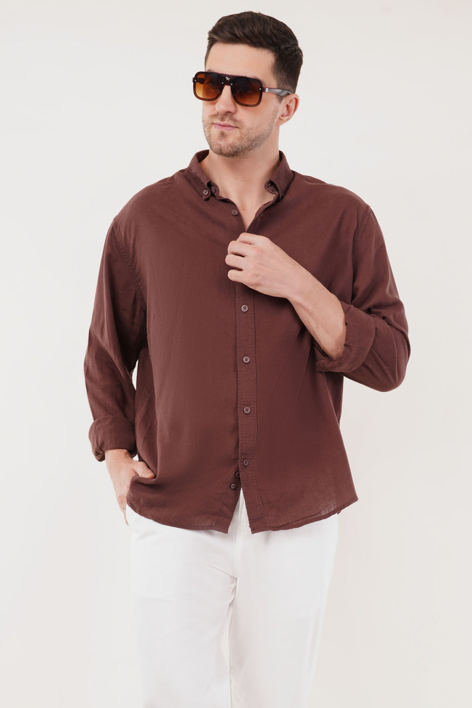 Linen Relaxed Fit Brown Full-Sleeve Shirt – Address Apparels