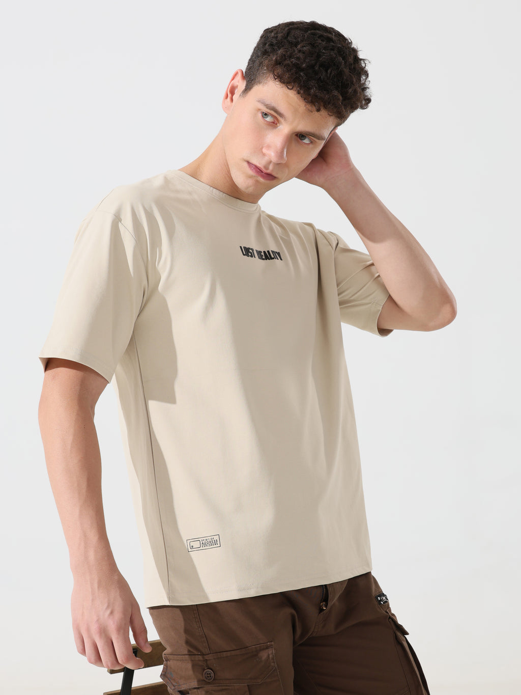 Lost reality Cream half sleeve tee – Address Apparels