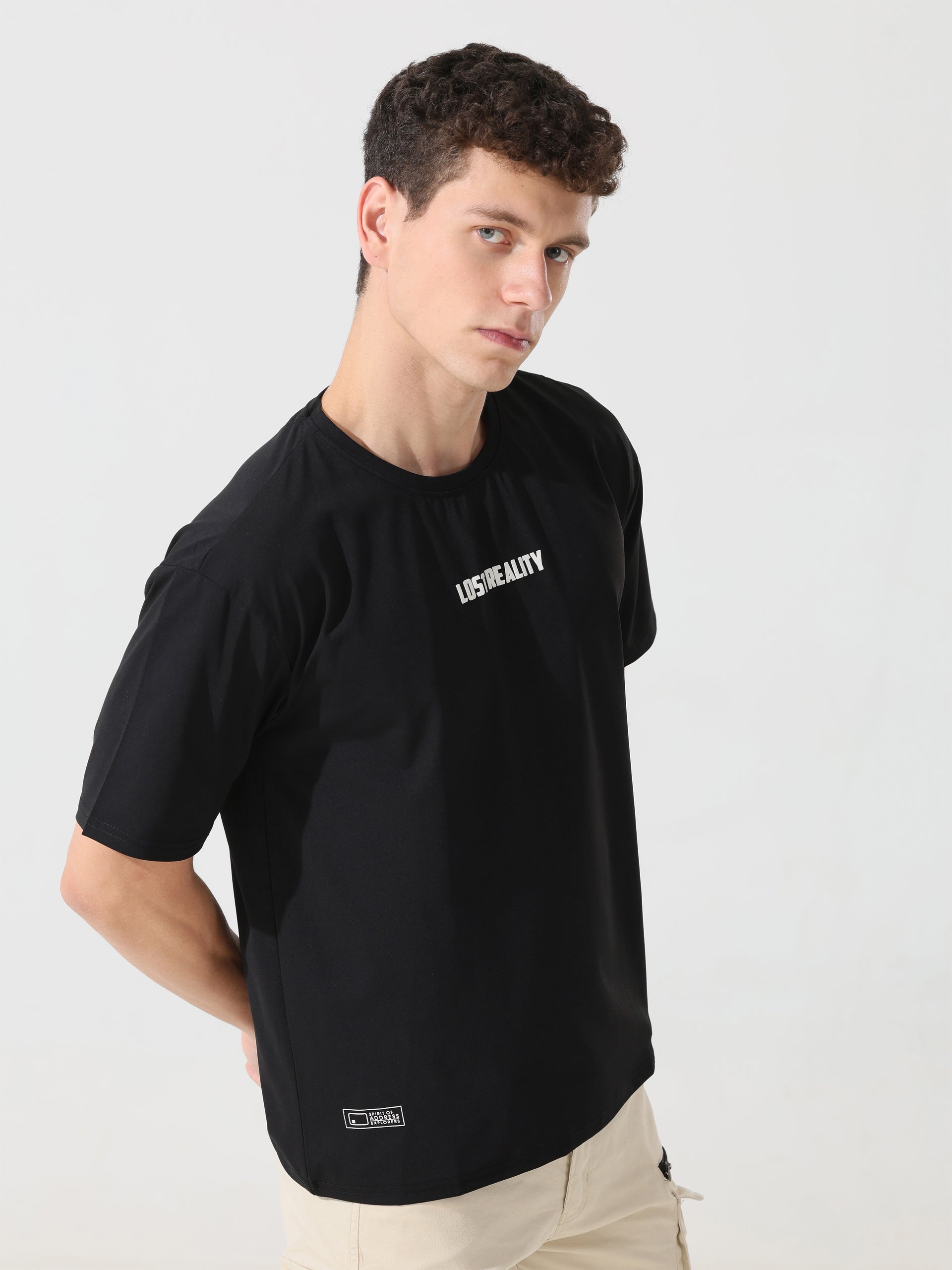 Lost reality Black half sleeve tee – Address Apparels