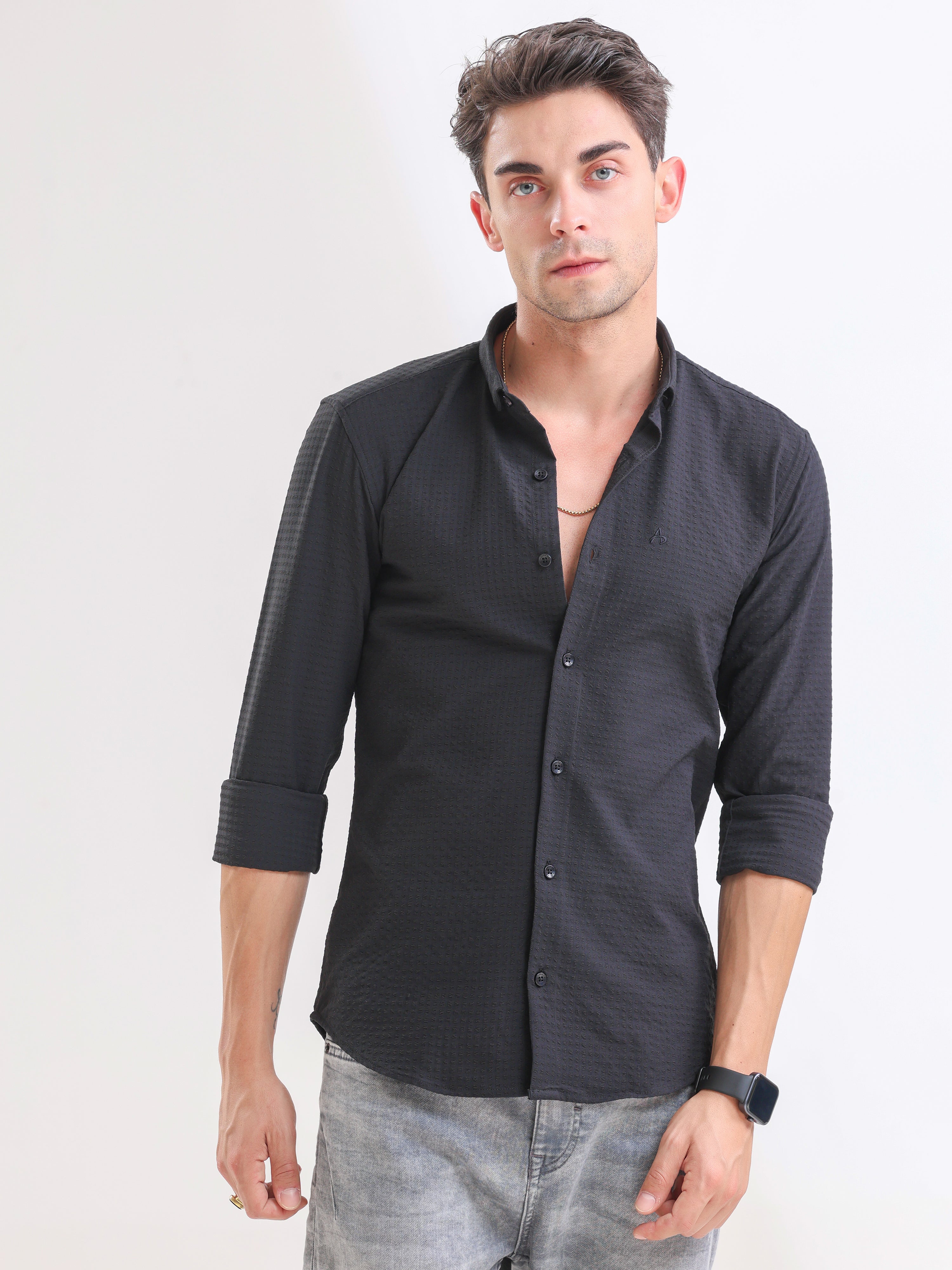 Jet Black Slim Fit Elegance – Address Apparels