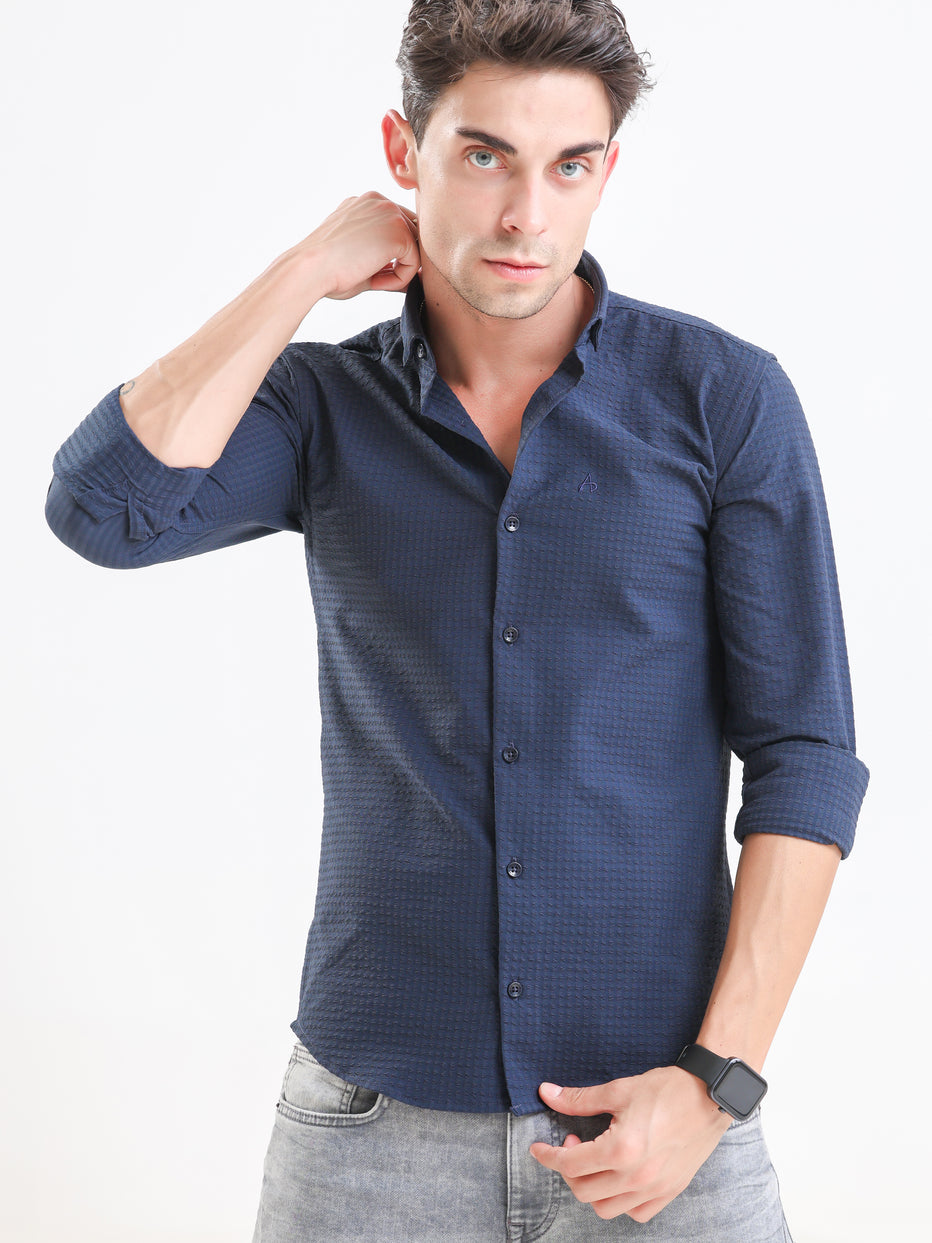 Midnight Navy Slim Fit Full Sleeve – Address Apparels