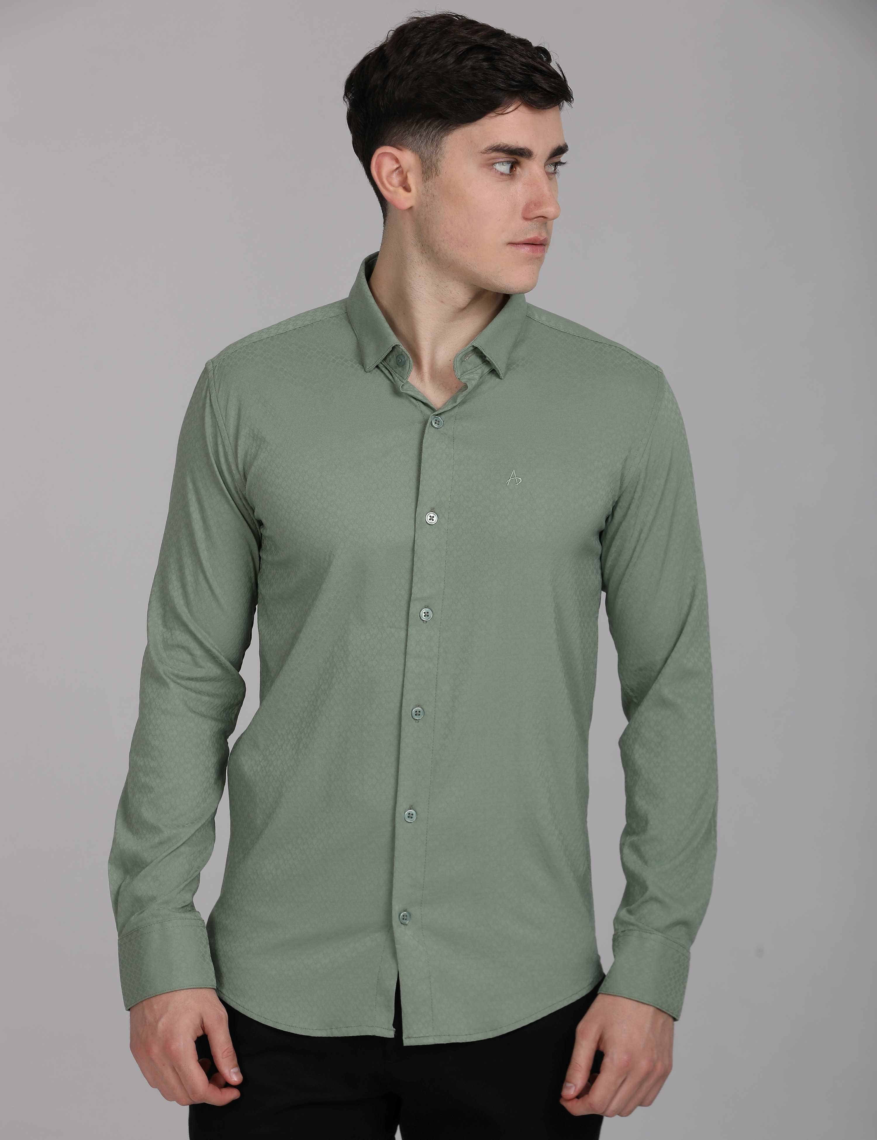 Sage green full sleeve slim shirt – Address Apparels