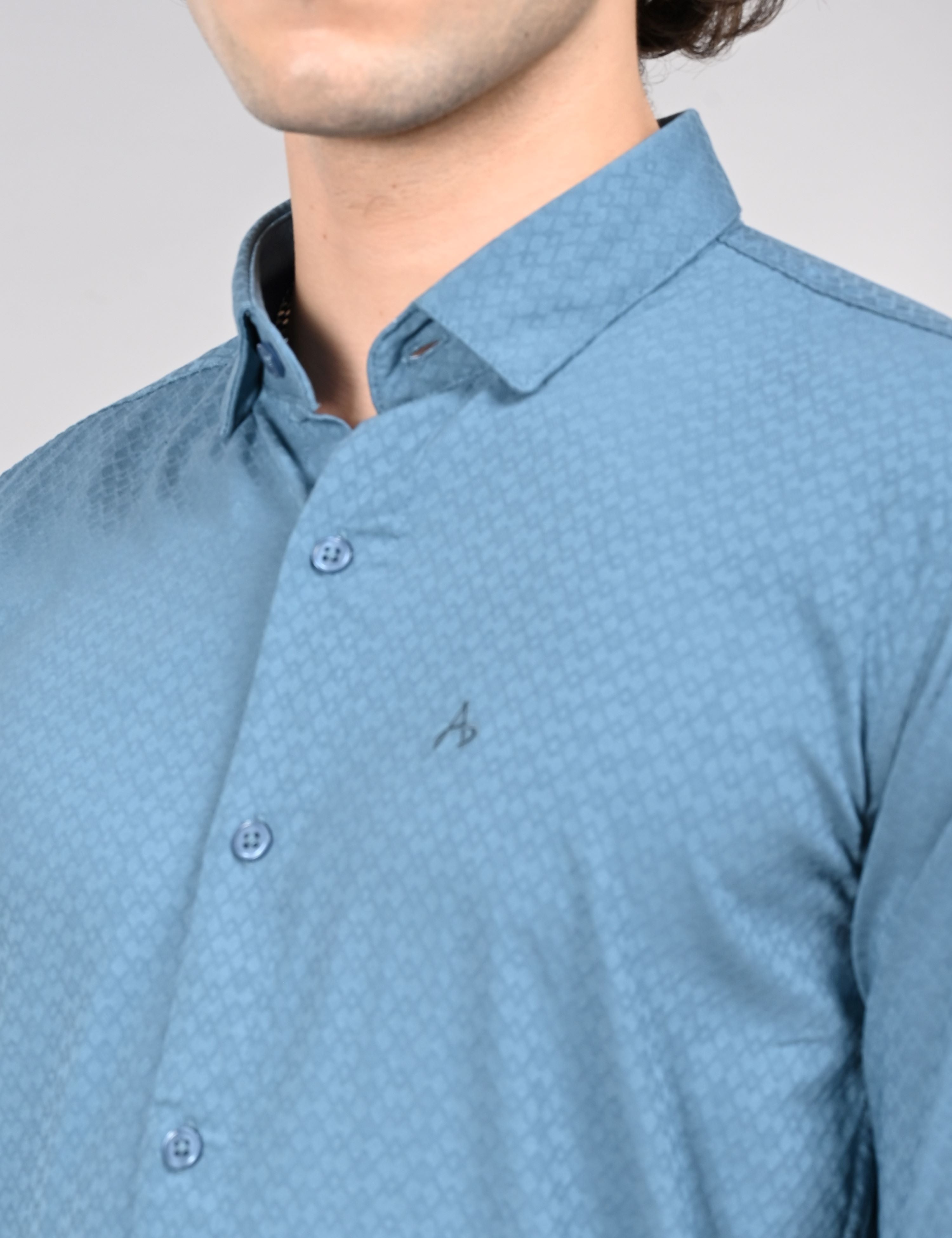 Slate blue full sleeve slim fit shirt – Address Apparels